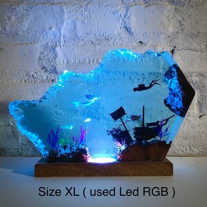 Resin Night Lights, Little Mermaid & Human Epoxy Resin Wood Night Light ...