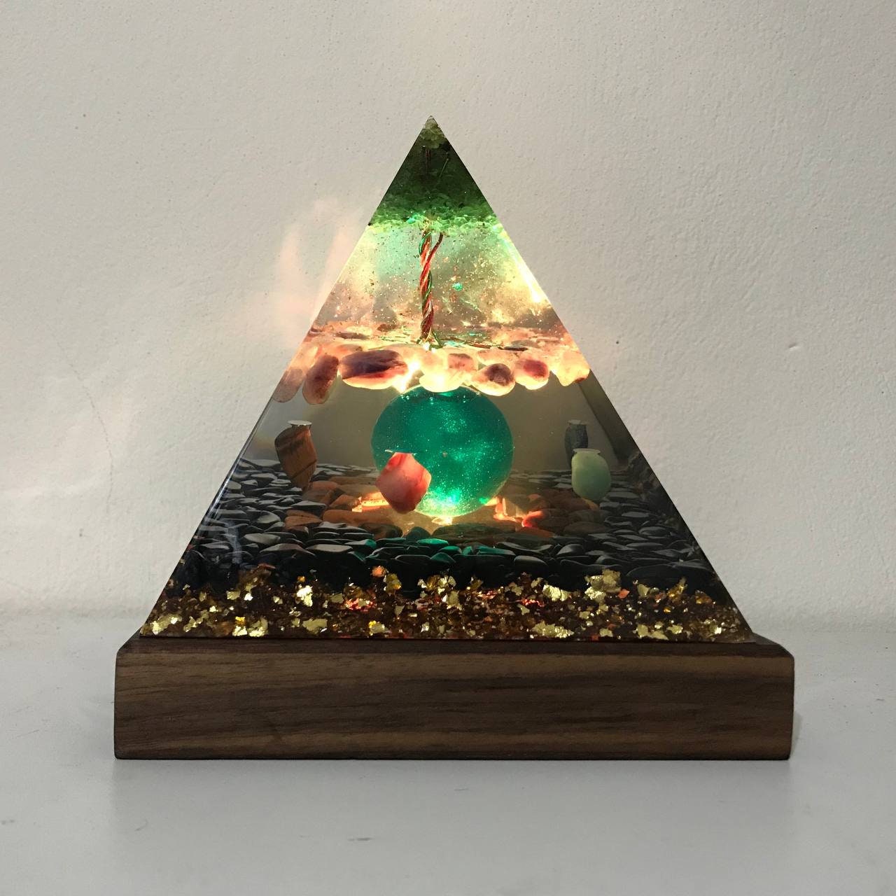 Wood Table Lamp Pyramid - Etsy