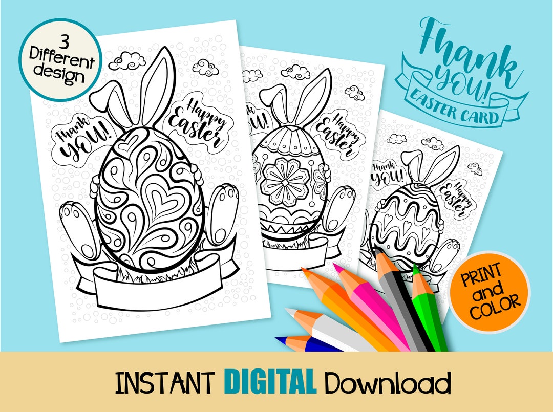 Thank You EASTER Card Printable Coloring Egg Page Grandparents Easter ...