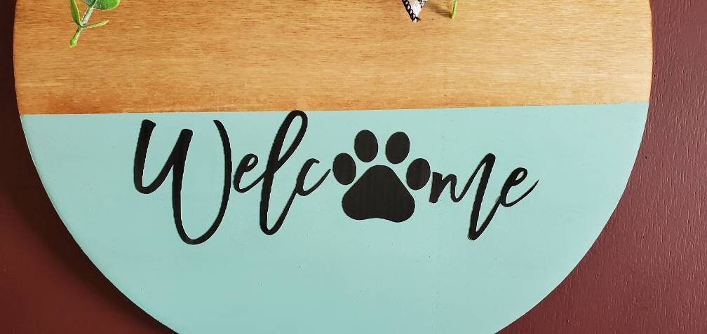 Welcome Sign With Paw Print - Etsy