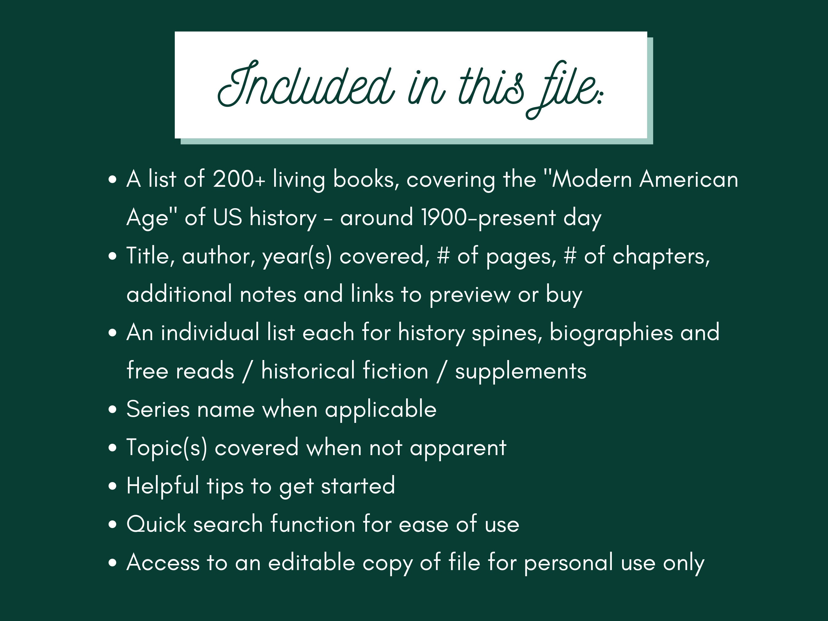 MODERN DAY Living Book List American History Form 1 1900-present ...