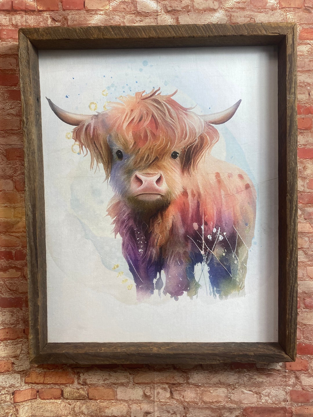 Adorable Highland Cow in Handmade Wooden Frame - Etsy