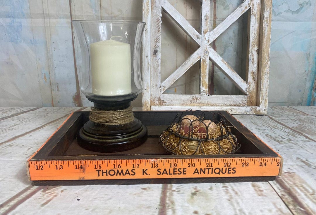 Handcrafted and Unique Serving Tray With Vintage Yard Stick, Rustic ...