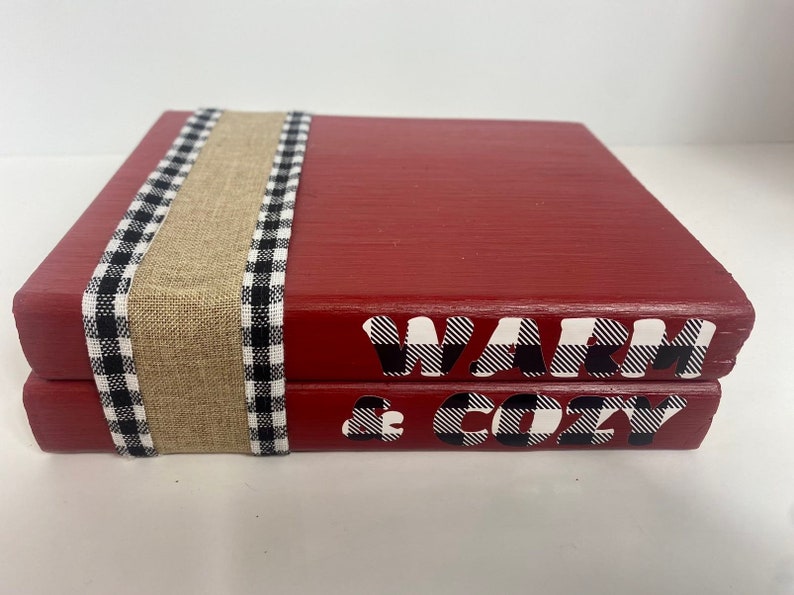 Wooden Handmade Christmas Books With Coordinating Candle, Faux ...