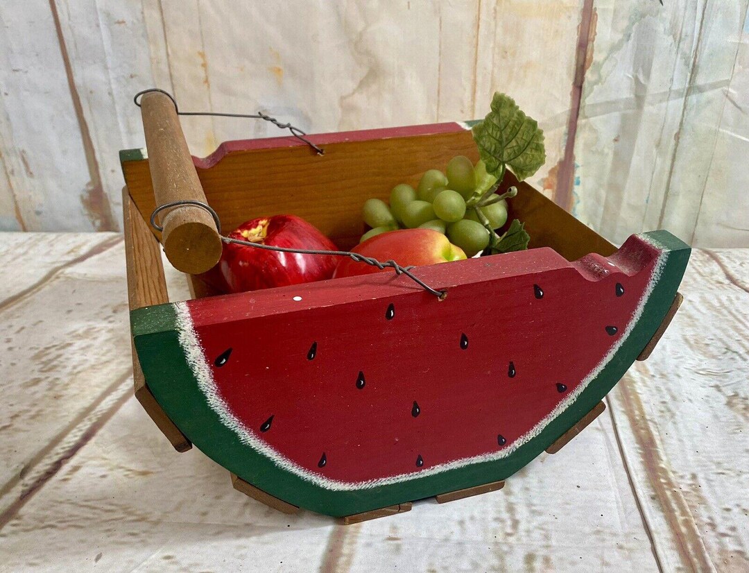 Retro Wooden Watermelon Storage Basket, Vintage Style, Farmhouse Chic ...