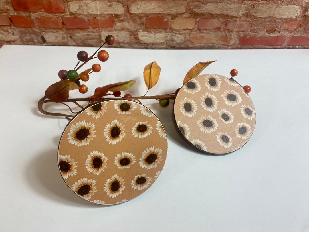 Set of Round Sunflower Coasters - Etsy