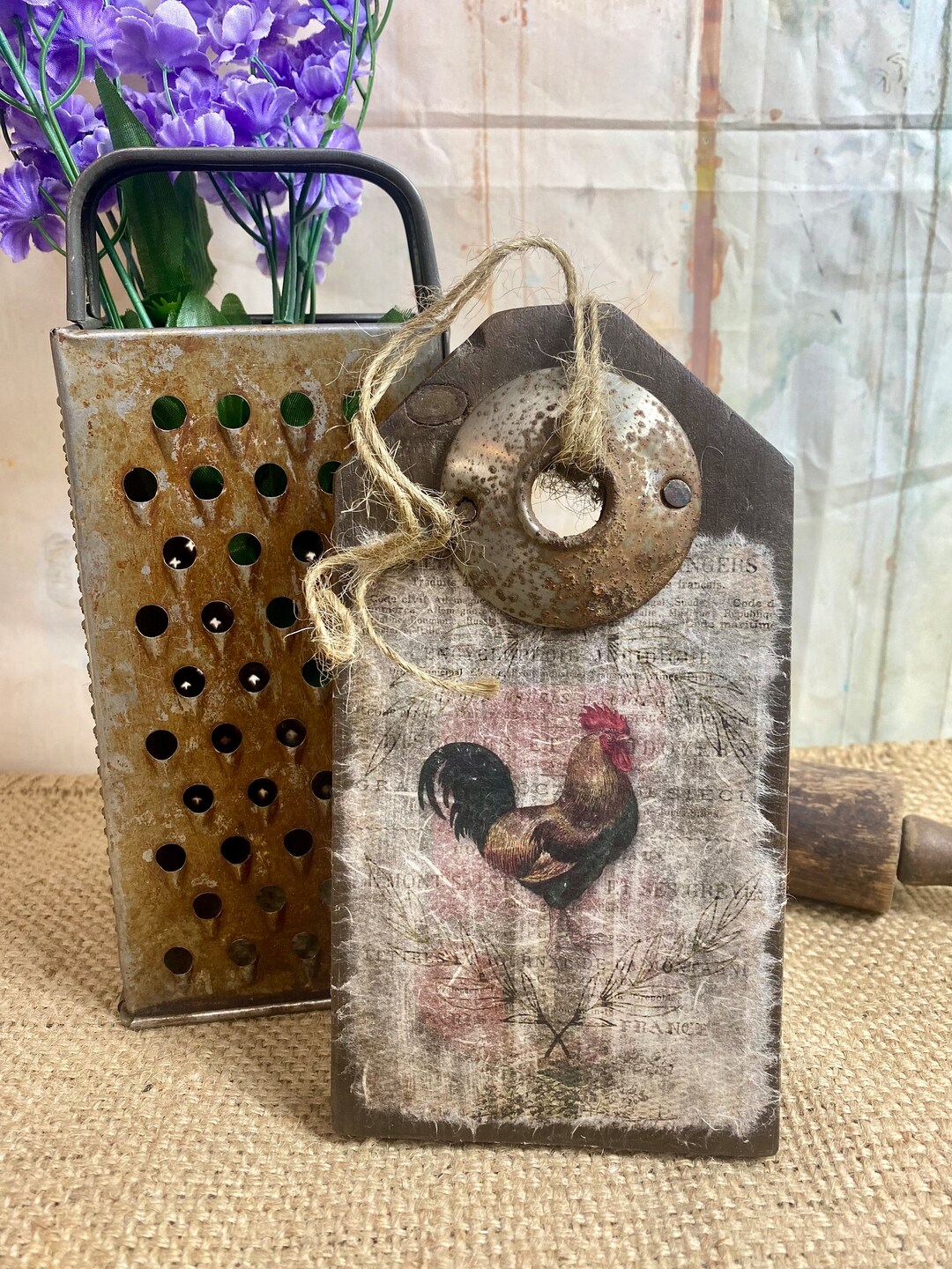 Charming Handmade Chicken Tag for Your Rustic Farmhouse Decor, Vintage ...