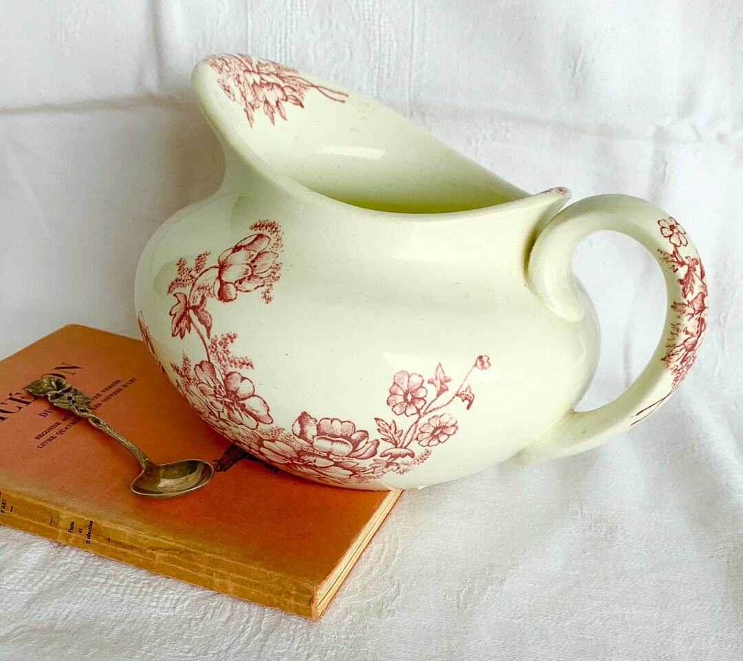 Bertrand Bordeaux Plump Jug With ANEMONE Decor - Etsy