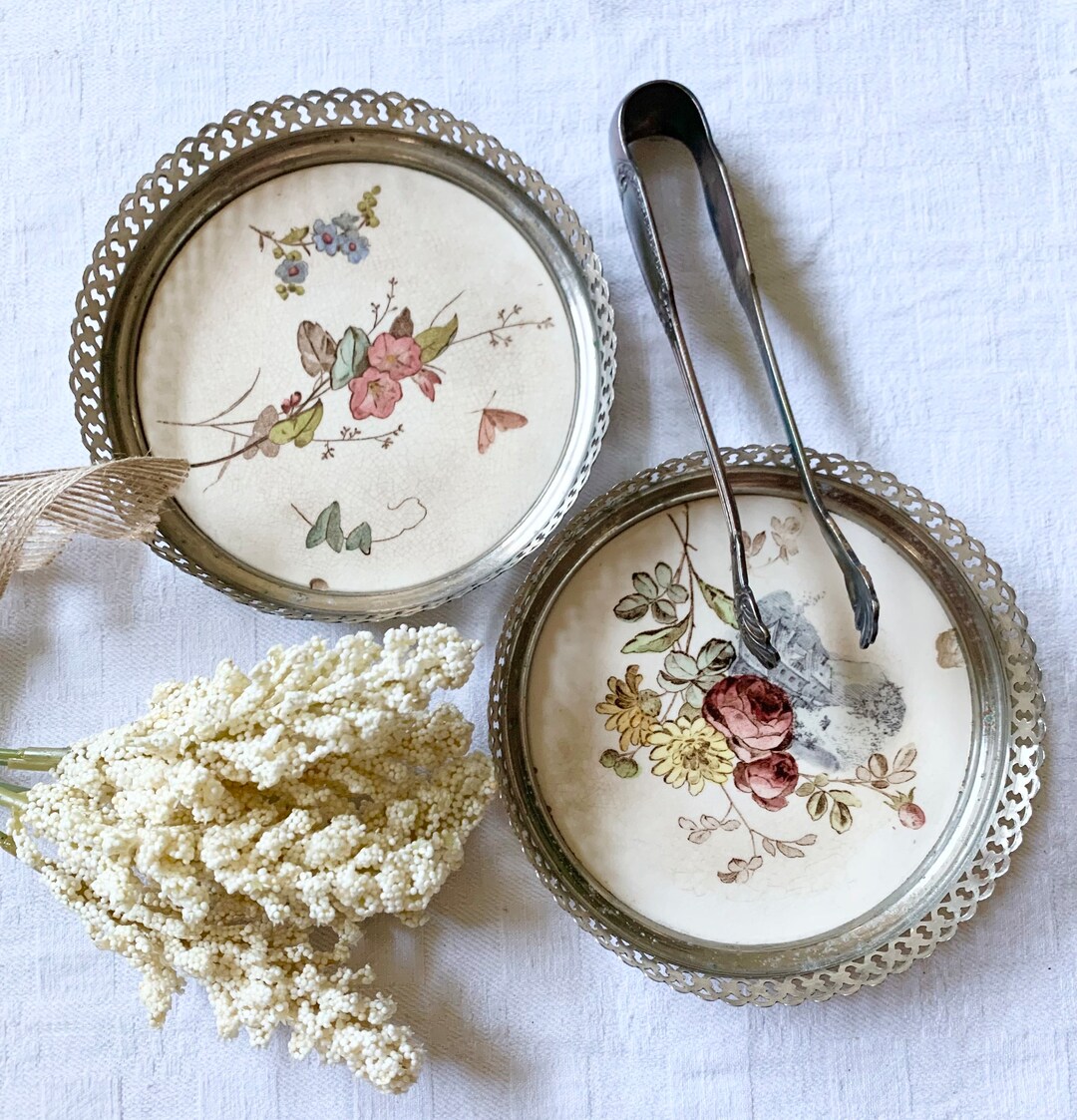 Small Metal and Polychrome Ceramic Trays - Etsy