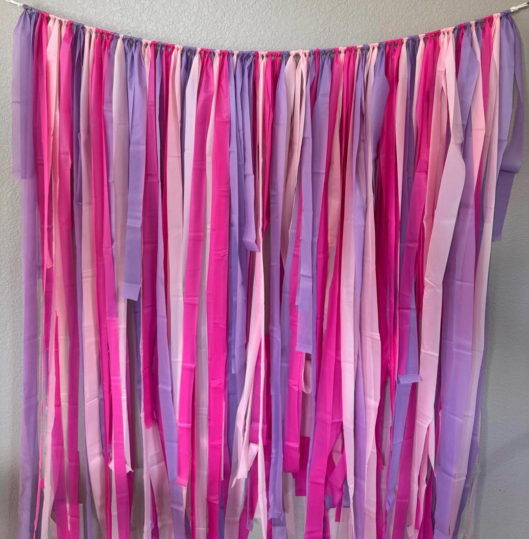 Pink and Purple Fringe Streamer Party Backdrop, Photo Wall, Birthday ...