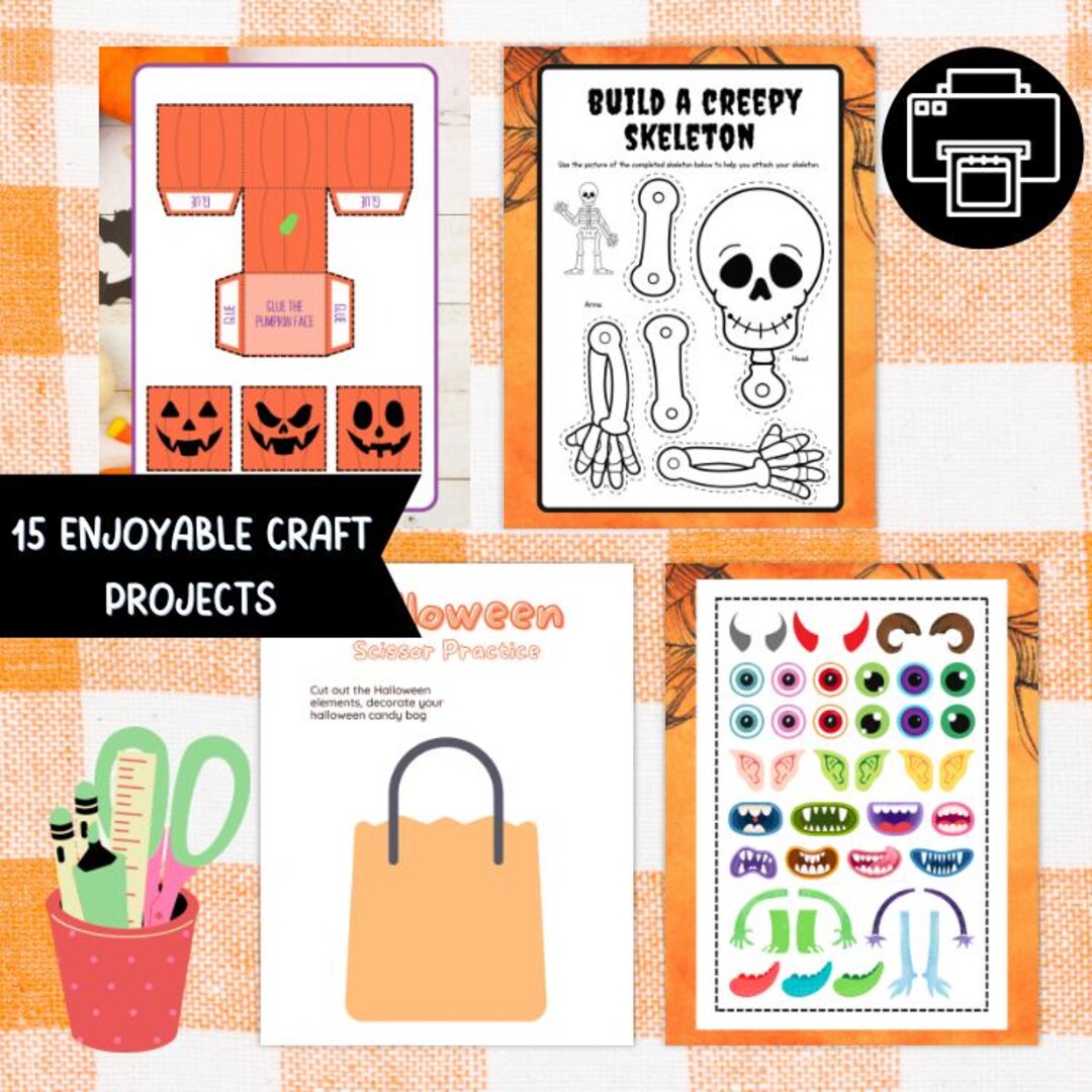 No-prep Halloween Craft Bundle 15 Printable Activities for Kids DIY ...