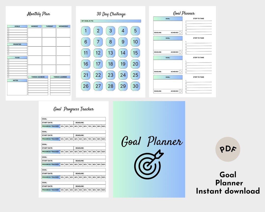Editable Goal Planner Sheets for Canva, 29 Pages Bundle - Etsy