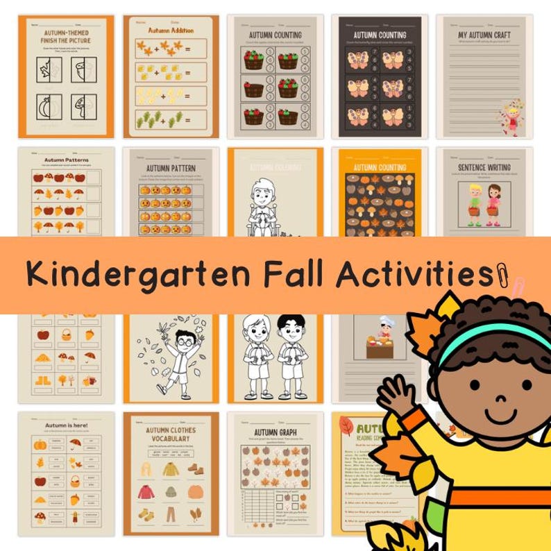 Kindergarten Fall Activities Bundle Tracing, Counting, Coloring, and ...