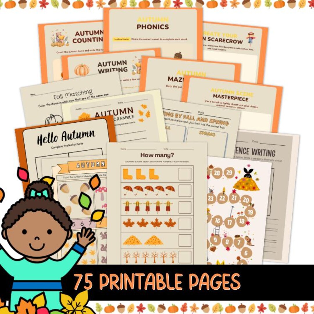 Kindergarten Fall Activities Bundle Tracing, Counting, Coloring, and ...