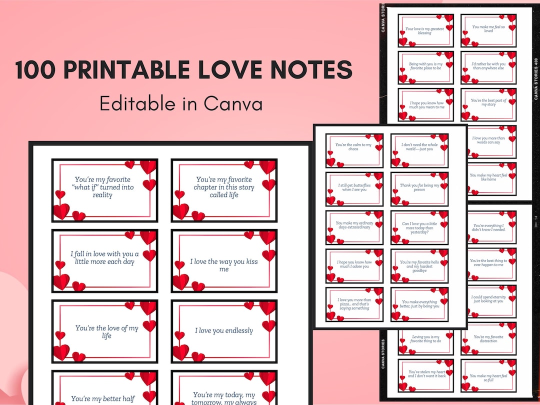 Printable Love Notes Cards Mini Love Messages Mini Love Letters ...