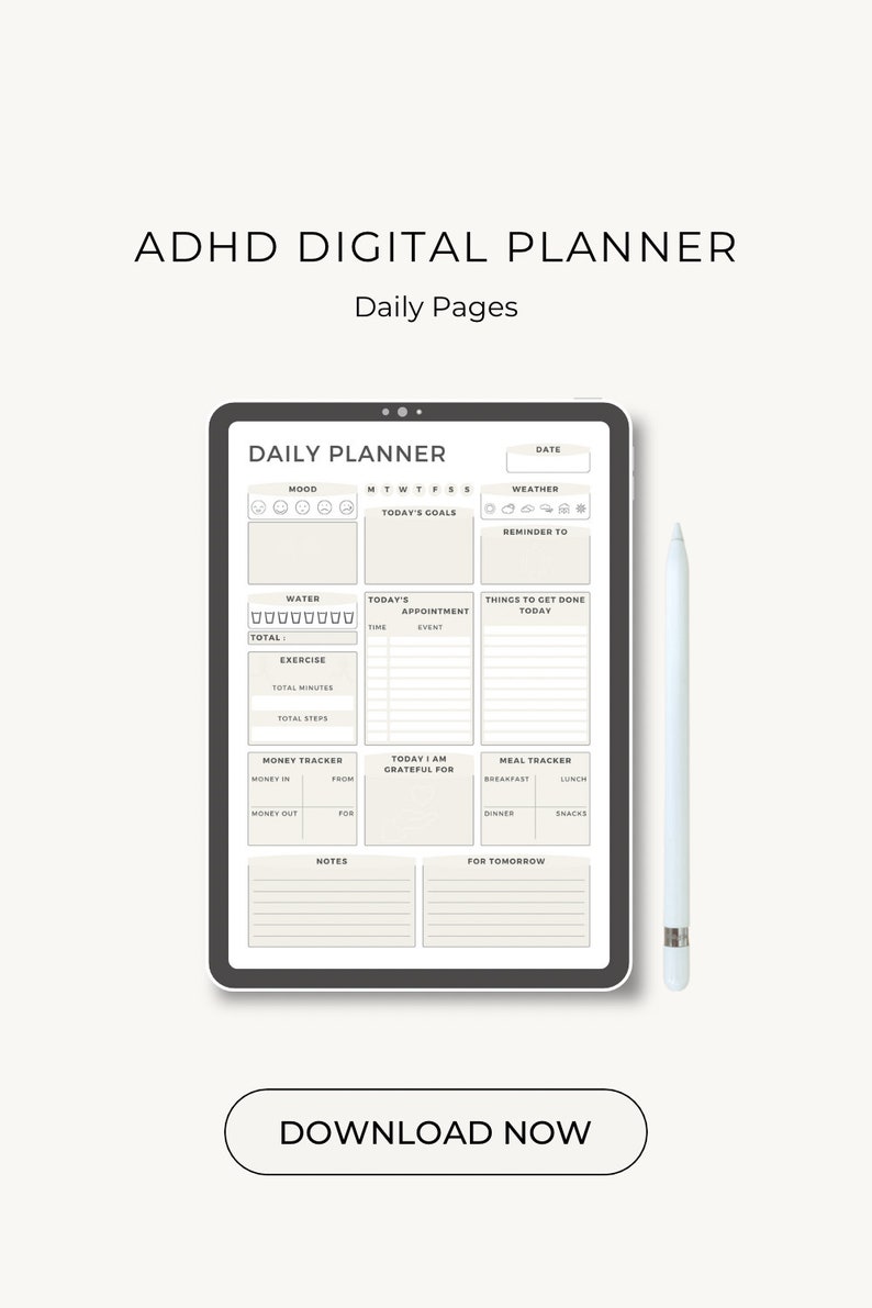 Digital ADHD Planner 2024 Printable ADHD Adult Journal Life Organizer ...