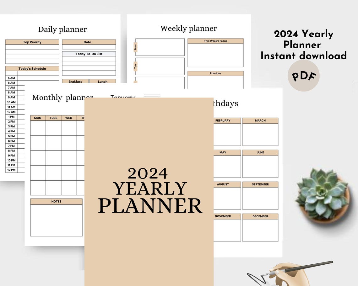 Yearly Planner | Yearly Template | Yearly Planner Printable | Year ...