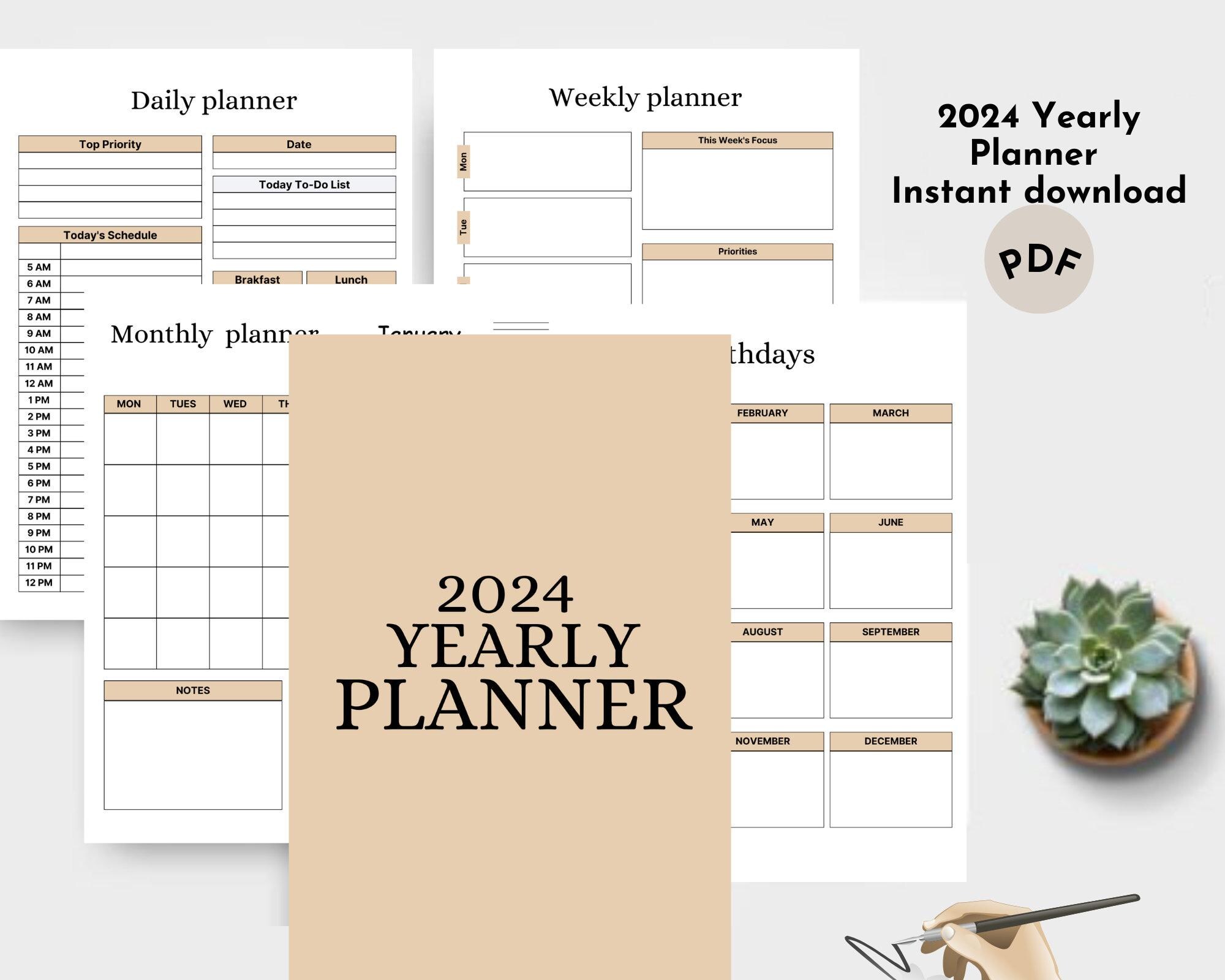 Yearly Planner | Yearly Template | Yearly Planner Printable | Year ...