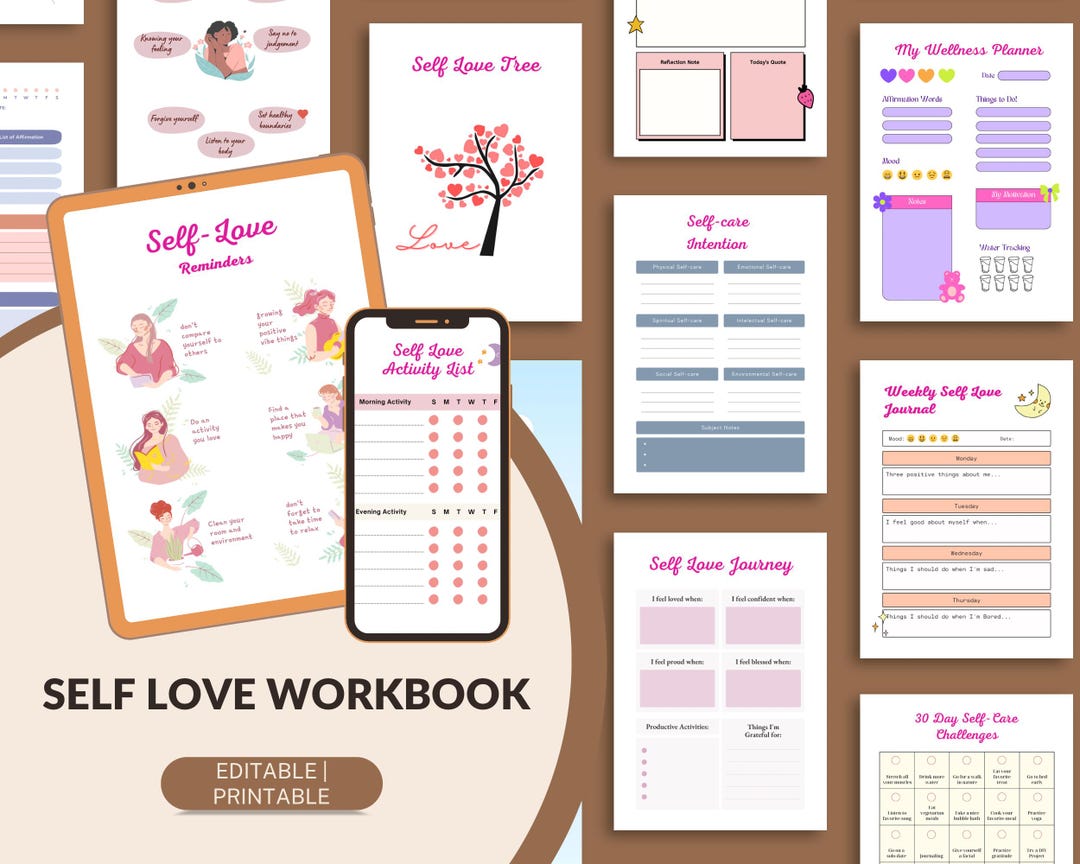 Self Love Workbook |self Love Journal, Printable and Editable Template ...
