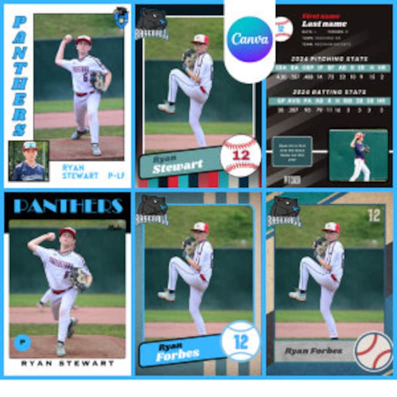 Retro Baseball Card Template: Editable Canva Design (digital Download ...
