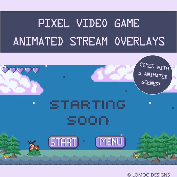3 Animated Pixel Video Game Twitch Stream Overlays Starting - Etsy