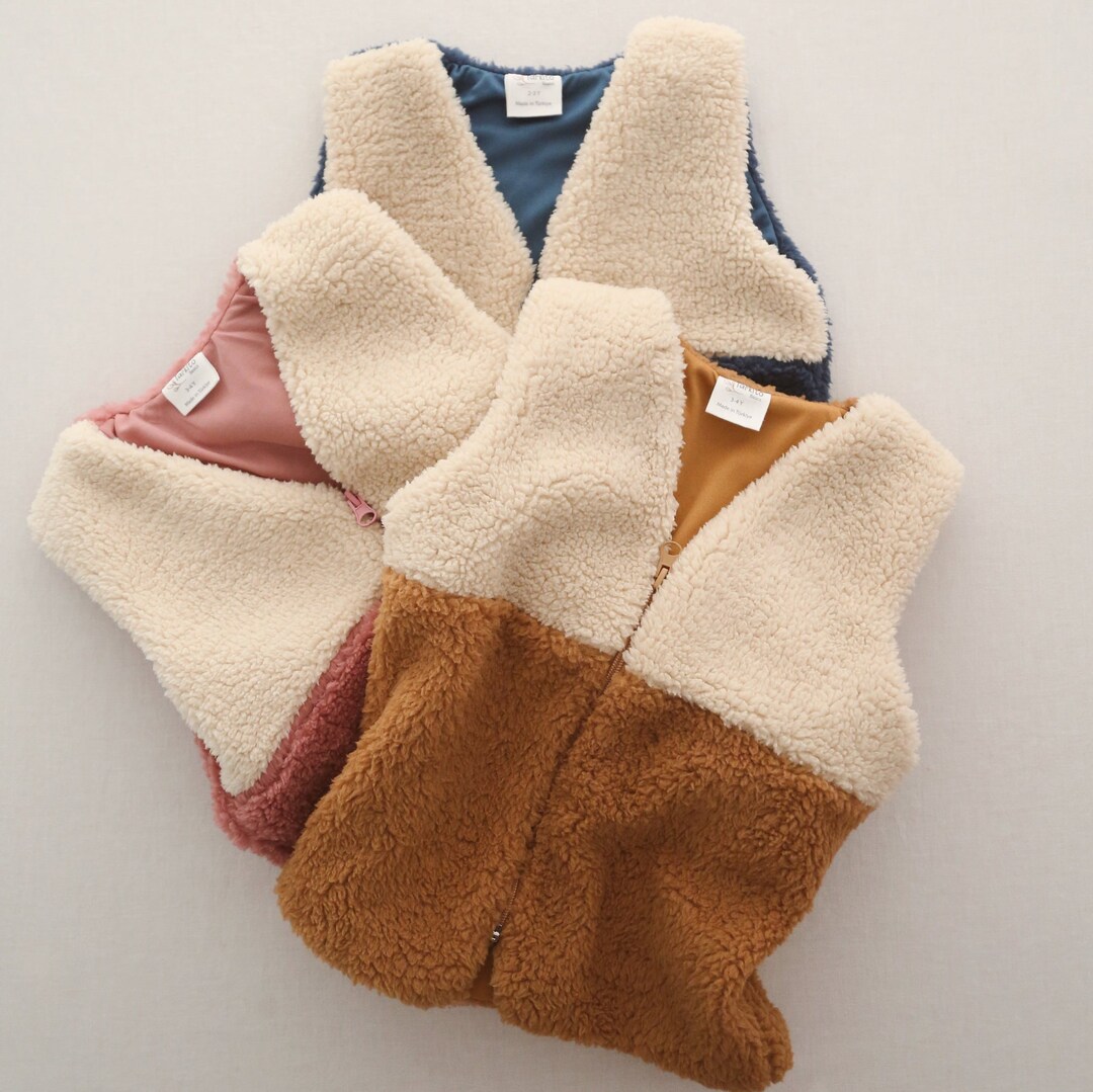 Teddy Vest Teddy Warm Vest Winter Vest Boys Girls Fleece Unisex - Etsy
