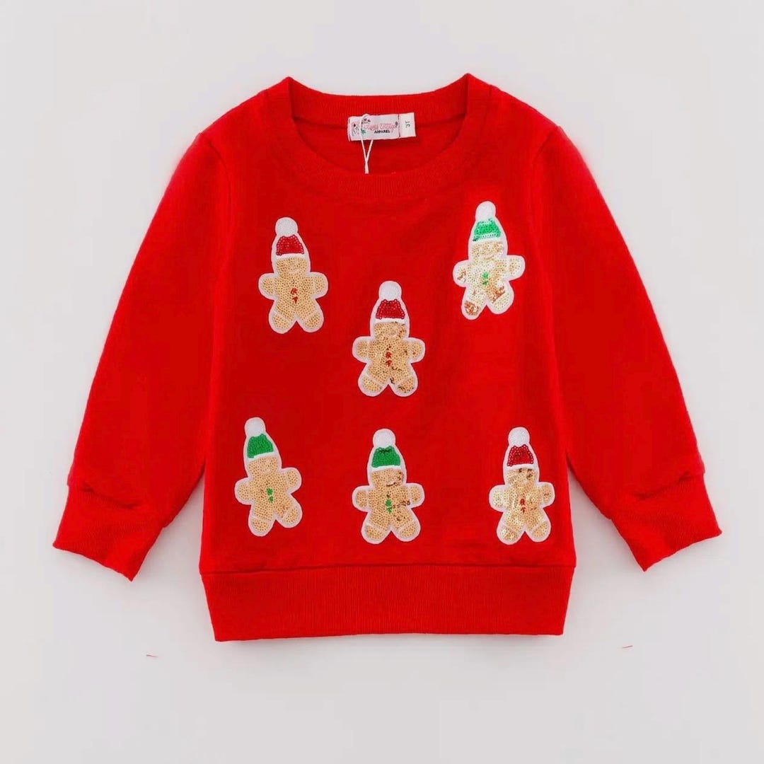 Childrens Gingerbread Sequin Crew - Etsy