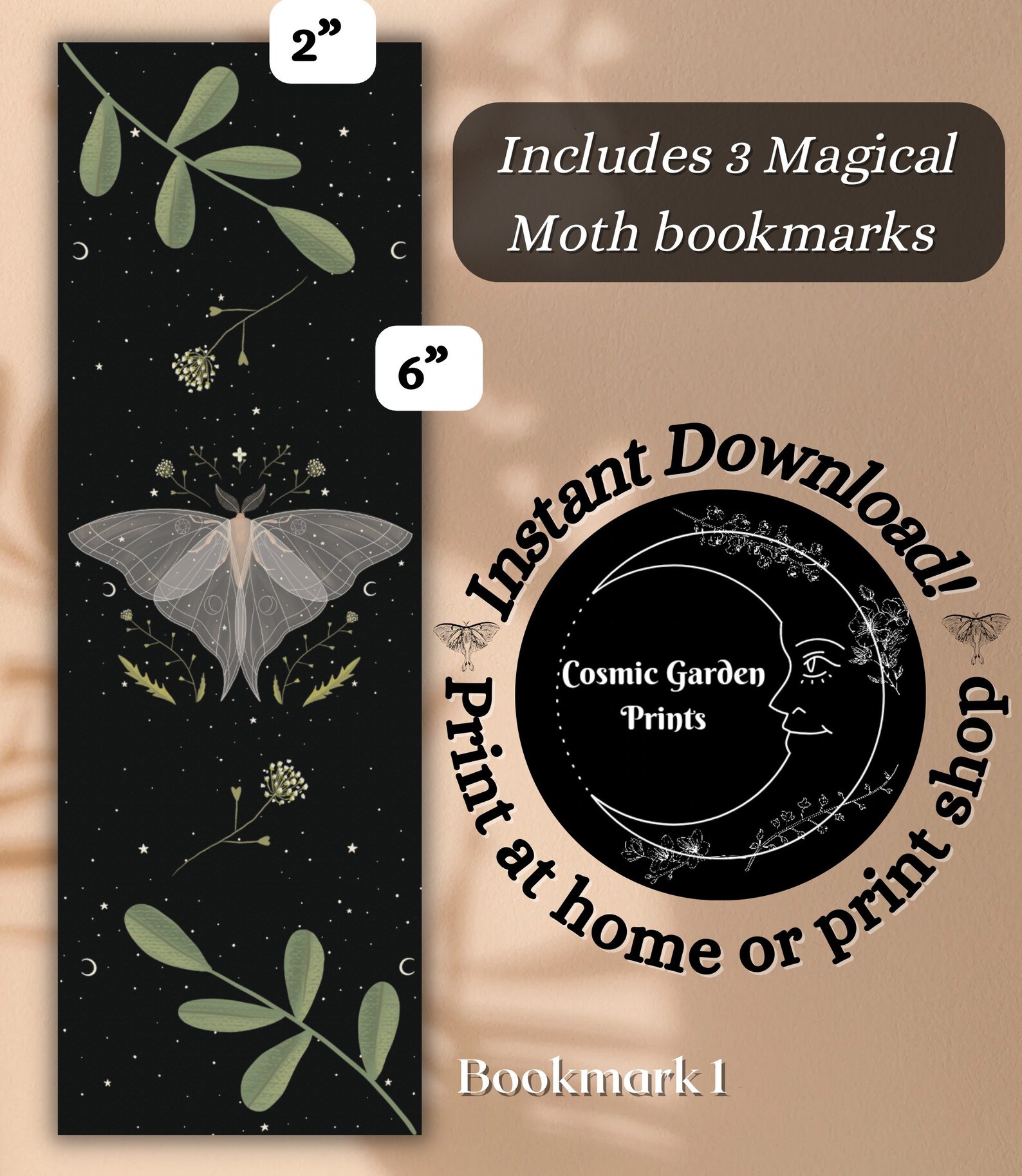 Magical Moth Printable Bookmarks Set of 3 Print at Home - Etsy UK
