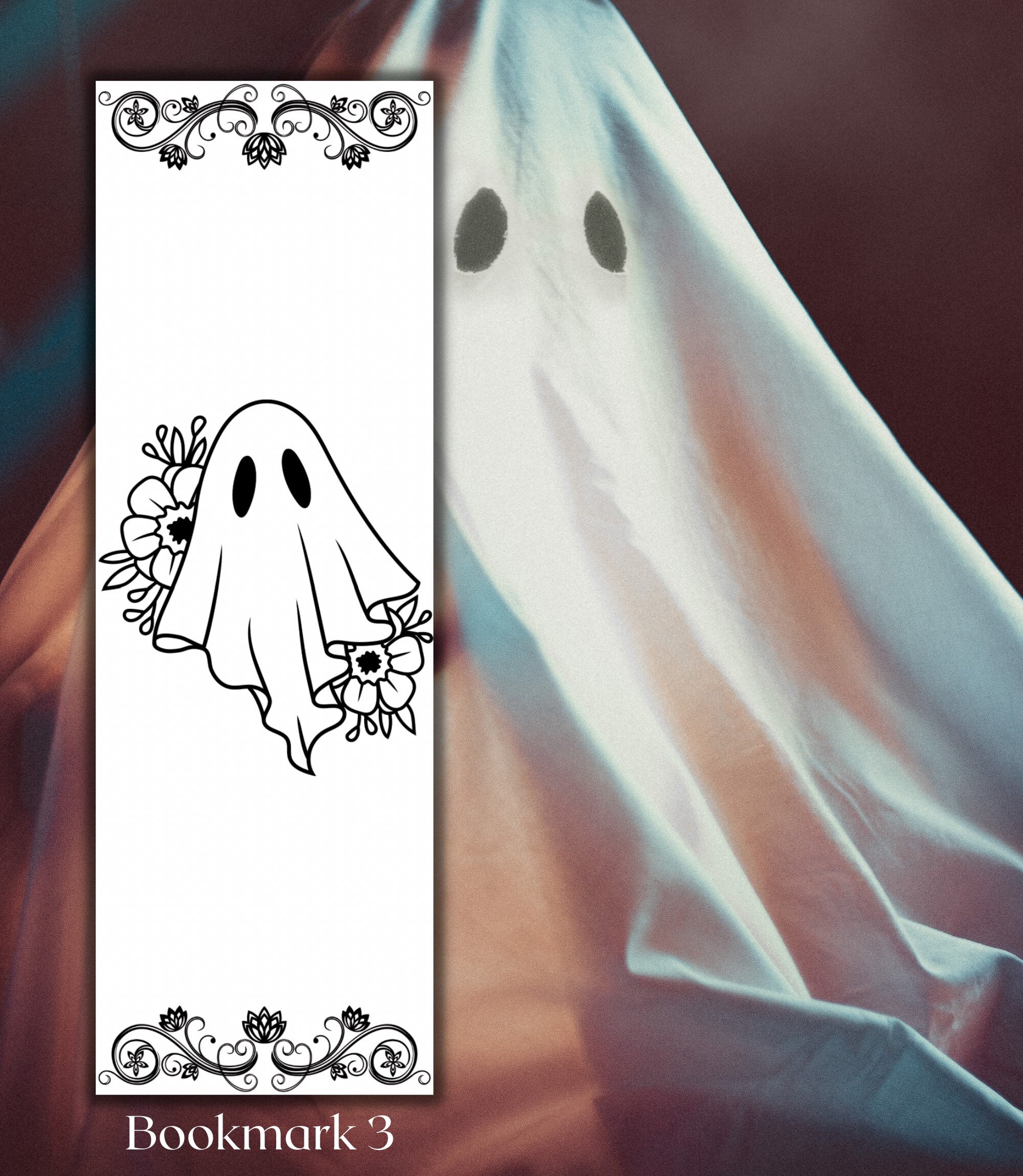 Flower and Ghost Bookmarks Set of 5 Spooky Printable Bookmarks ...