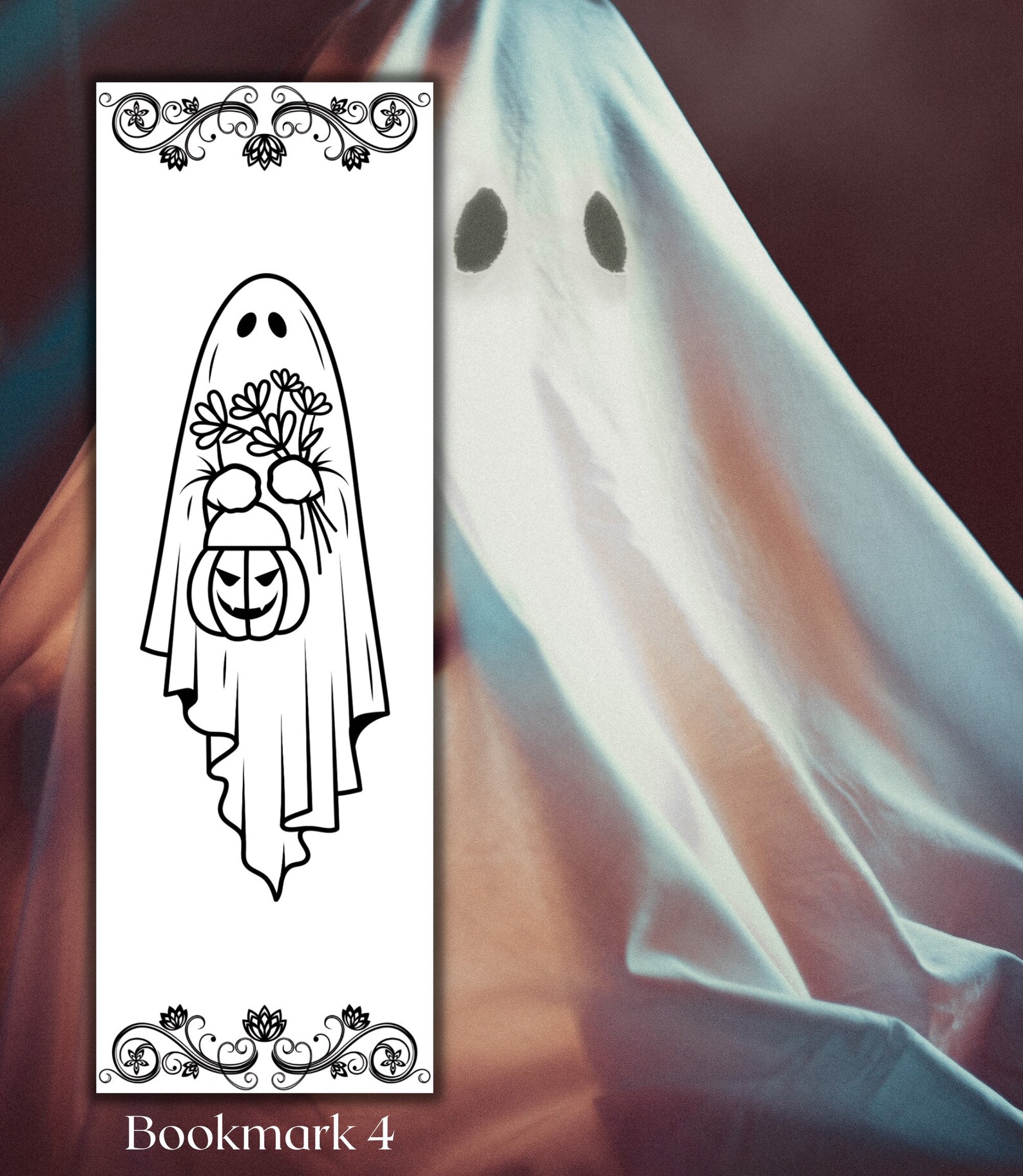 Flower and Ghost Bookmarks Set of 5 Spooky Printable Bookmarks ...