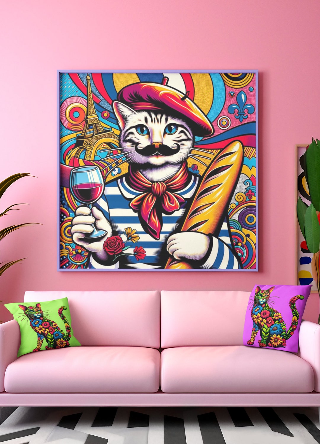 French Cat "le Chat Chic" Digital Download - Etsy