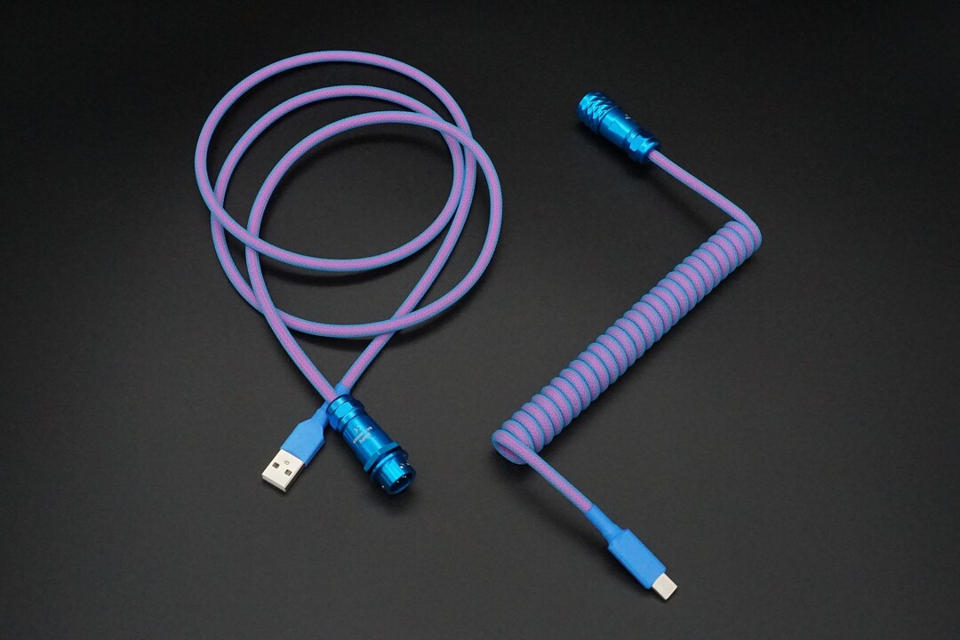 Pink & Teal Custom Coiled Keyboard Cable - Etsy