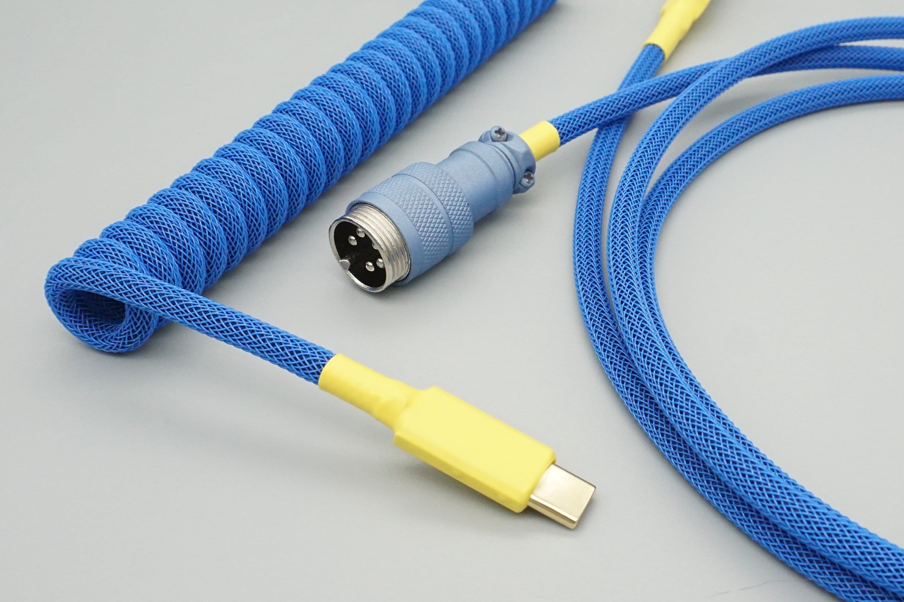 Blue & Yellow Custom Coiled Keyboard Cable - Etsy