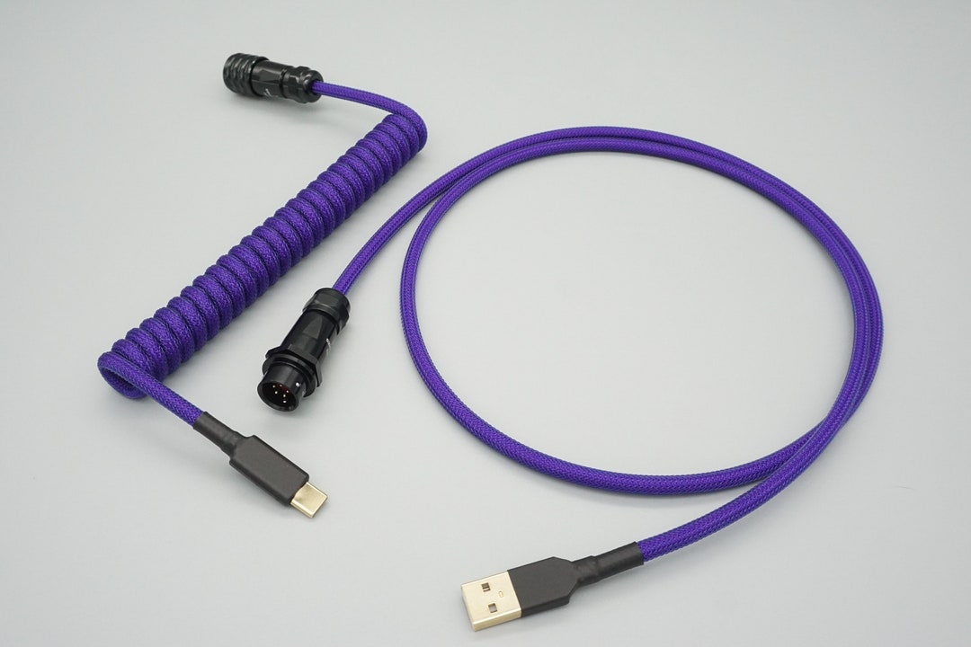 Purple & Black Custom Coiled Keyboard Cable - Etsy