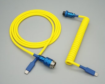 Blue & Yellow Custom Coiled Keyboard Cable - Etsy