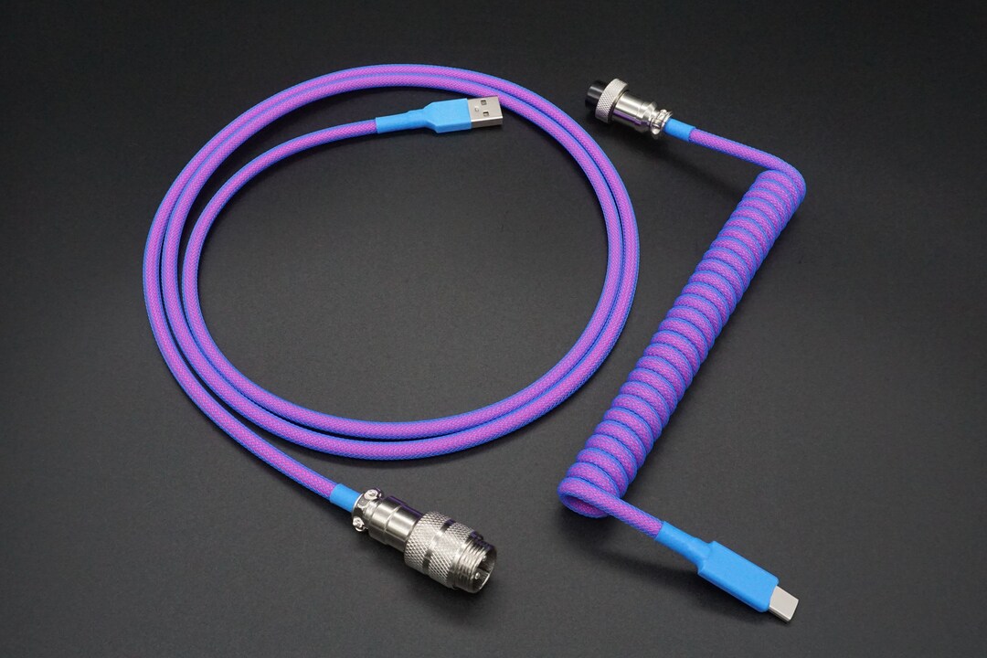 Pink & Blue Custom Coiled Keyboard Cable - Etsy
