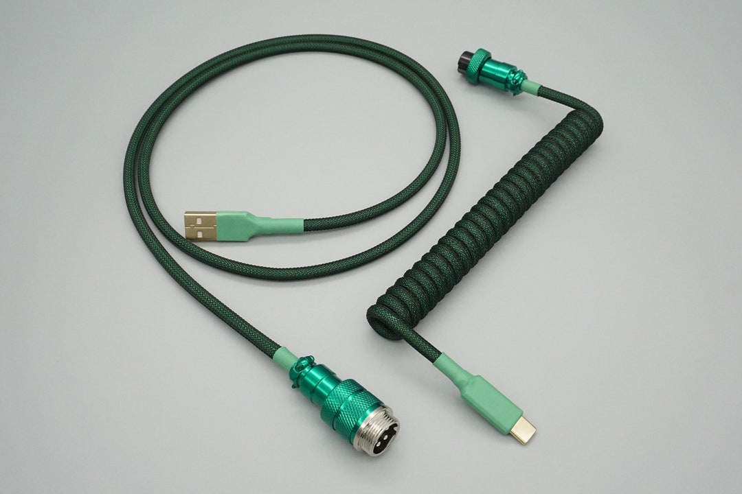 Dark Green Custom Coiled Keyboard Cable - Etsy