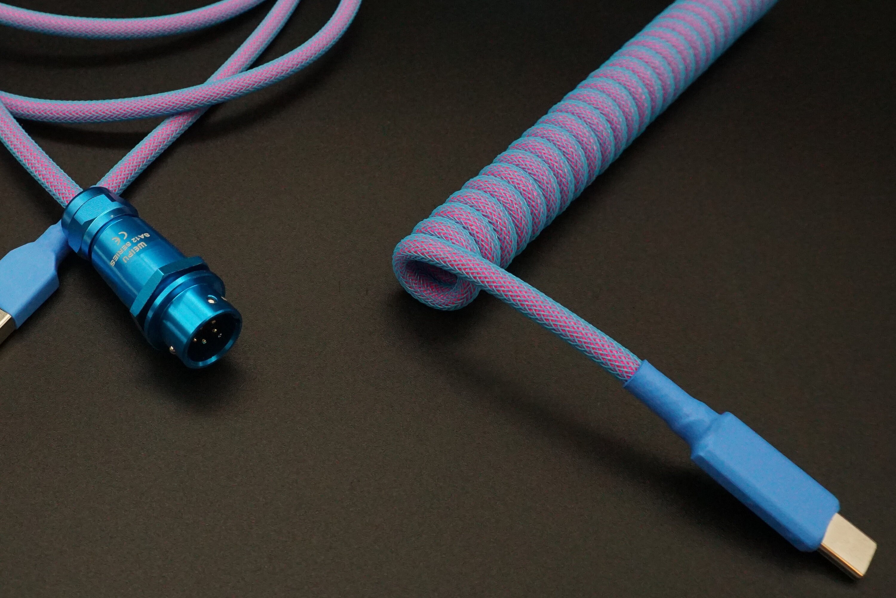 Pink & Teal Custom Coiled Keyboard Cable - Etsy