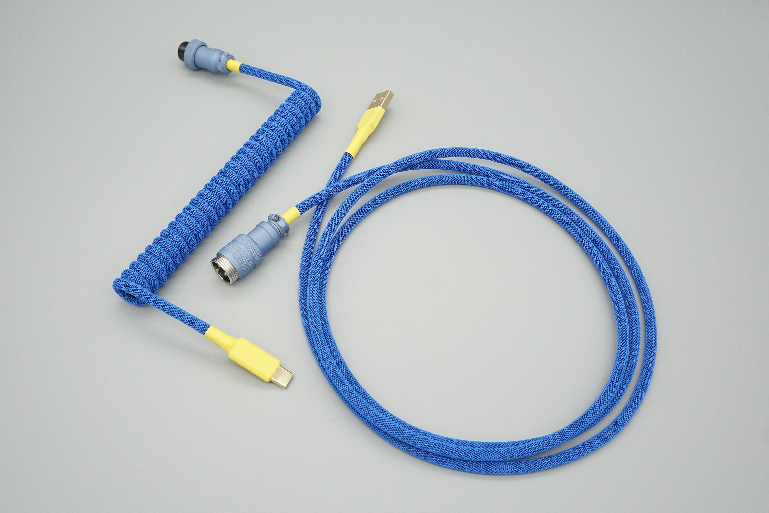 Blue & Yellow Custom Coiled Keyboard Cable - Etsy
