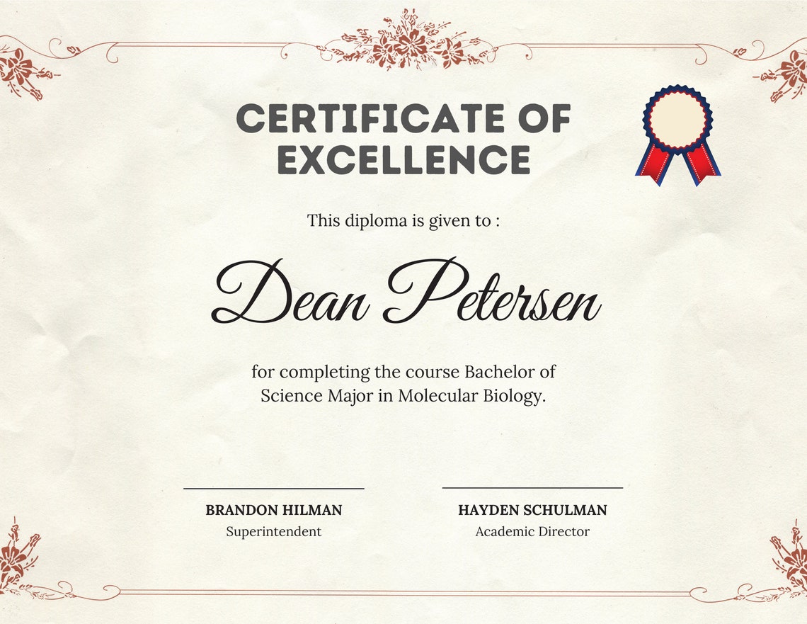 Certificate of Excellence, EDITABLE Certificate, Corporate Award ...