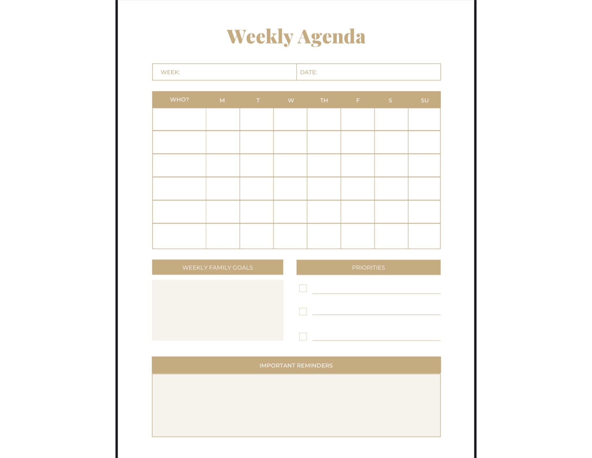 EDITABLE Weekly FAMILY PLANNER Command Center | Family Planner ...