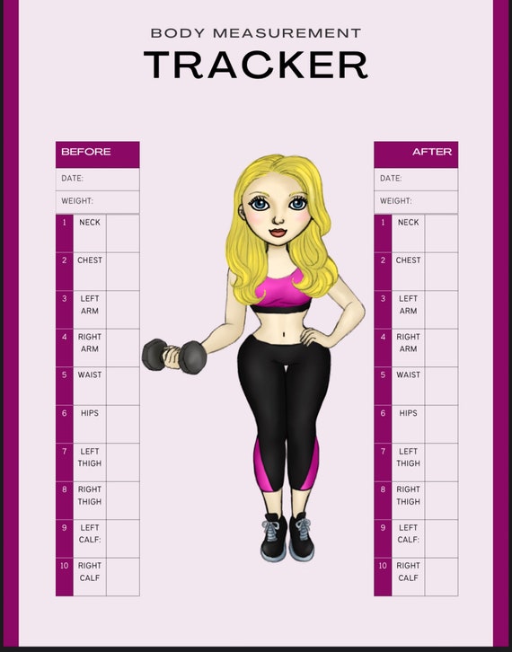 Printable Body Measurement Tracker Body Size Log Diet - Etsy