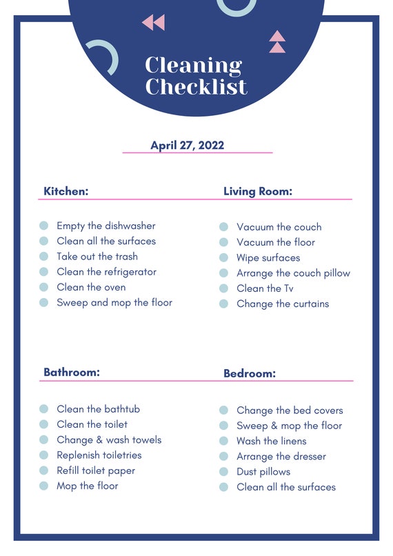 Housekeeping Cleaning Planner Printable Cleaning Checklist - Etsy