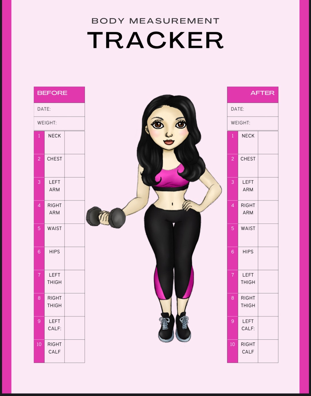 Printable Body Measurement Tracker Body Size Log Diet - Etsy Australia