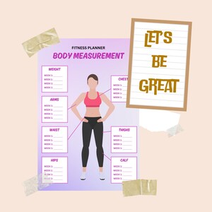 Printable Body Measurement Tracker, Body Size Log, Diet Planner, Weight ...