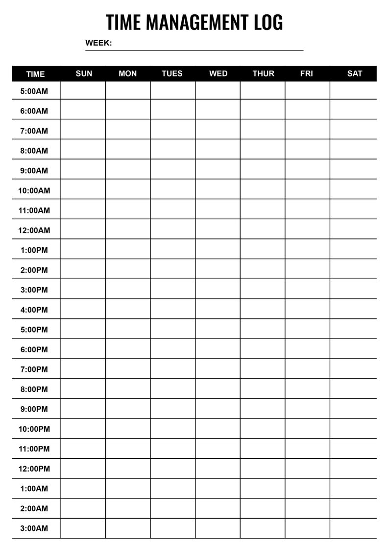 Time Log Printable Task Tracker Timesheet Printable Project Etsy