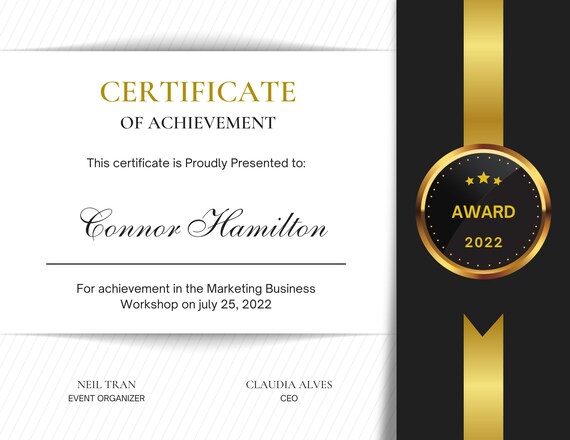 EDITABLE Certificate Corporate Award Certificate Template - Etsy