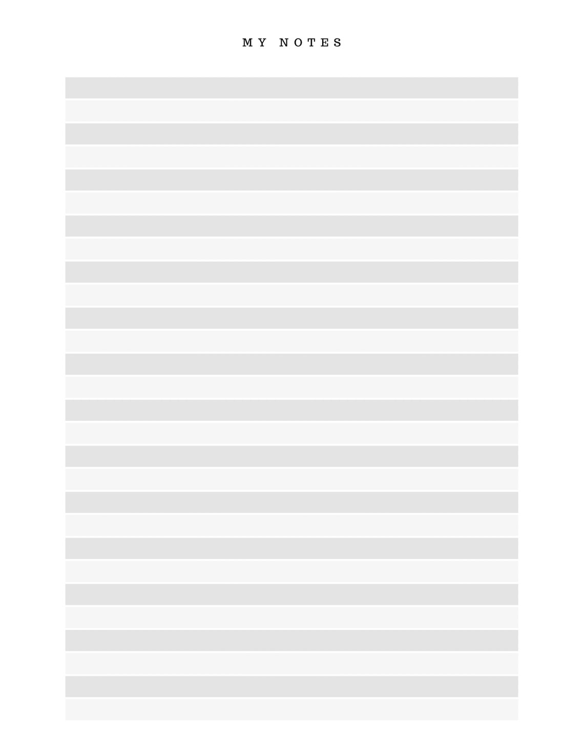 Notes Page Printable, Lined Note Paper, Notes Page Planner, Printable ...