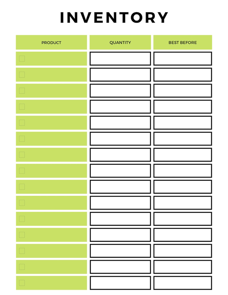Printable Inventory Management Form, Inventory Sheet, Inventory List ...