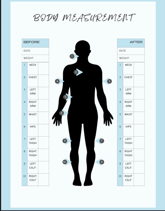 Printable Body Measurement Tracker Body Size Log Diet - Etsy
